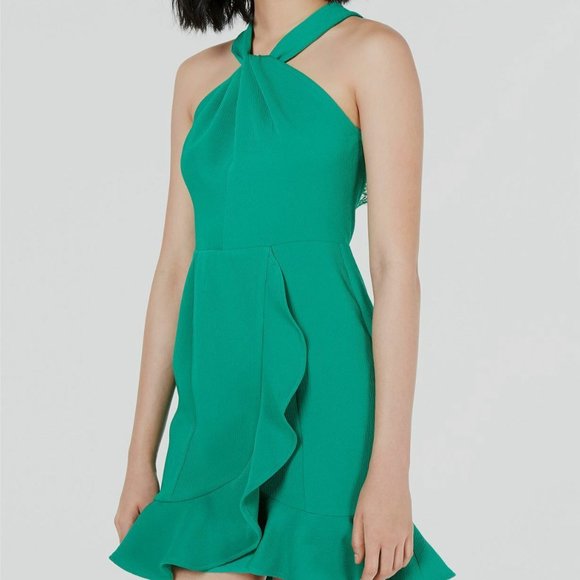 19 Cooper | Dresses | 9 Cooper Womens Green Ruffled Laceback Knothalter ...